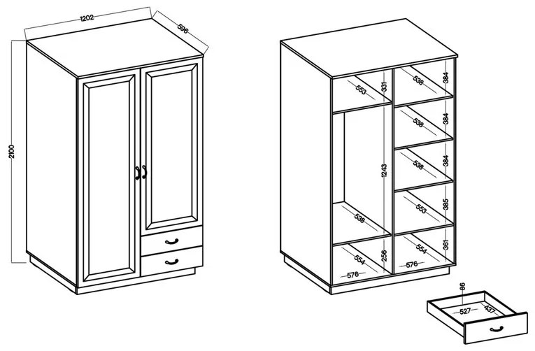 FALCO Šatní skříň Flower 120 Odstín: Dub artisan/grafit