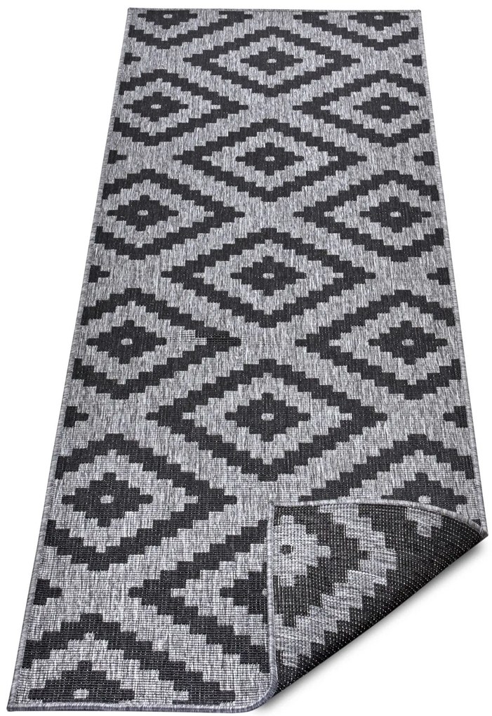 NORTHRUGS - Hanse Home koberce Kusový koberec Twin-Wendeteppiche 105461 Night Silver – na ven i na doma - 80x250 cm