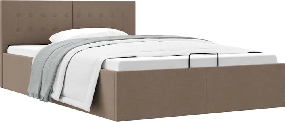 Zvedací rám postele s úložným prostorem taupe textil 140x200 cm 285597