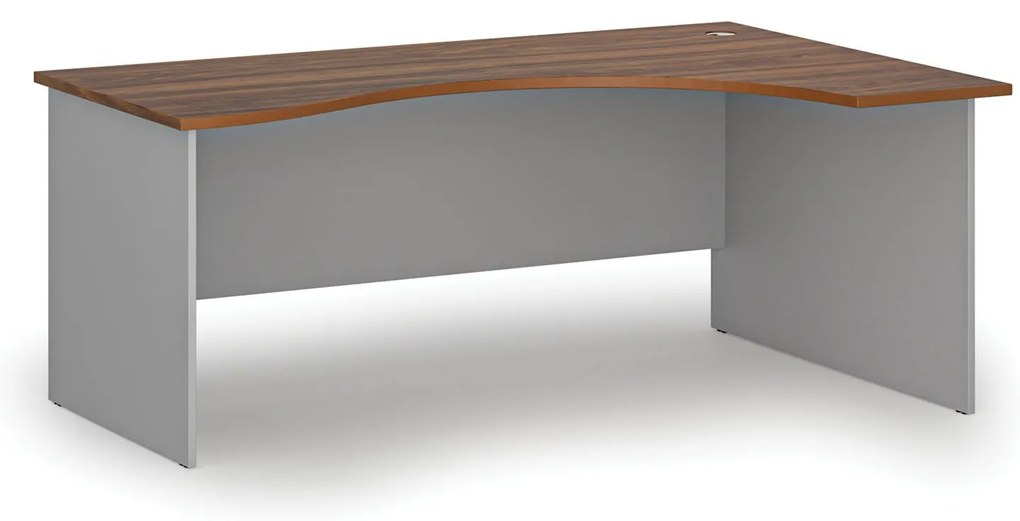 Ergonomický kancelářský psací stůl PRIMO GRAY, 180x120 cm, pravý, šedá/ořech