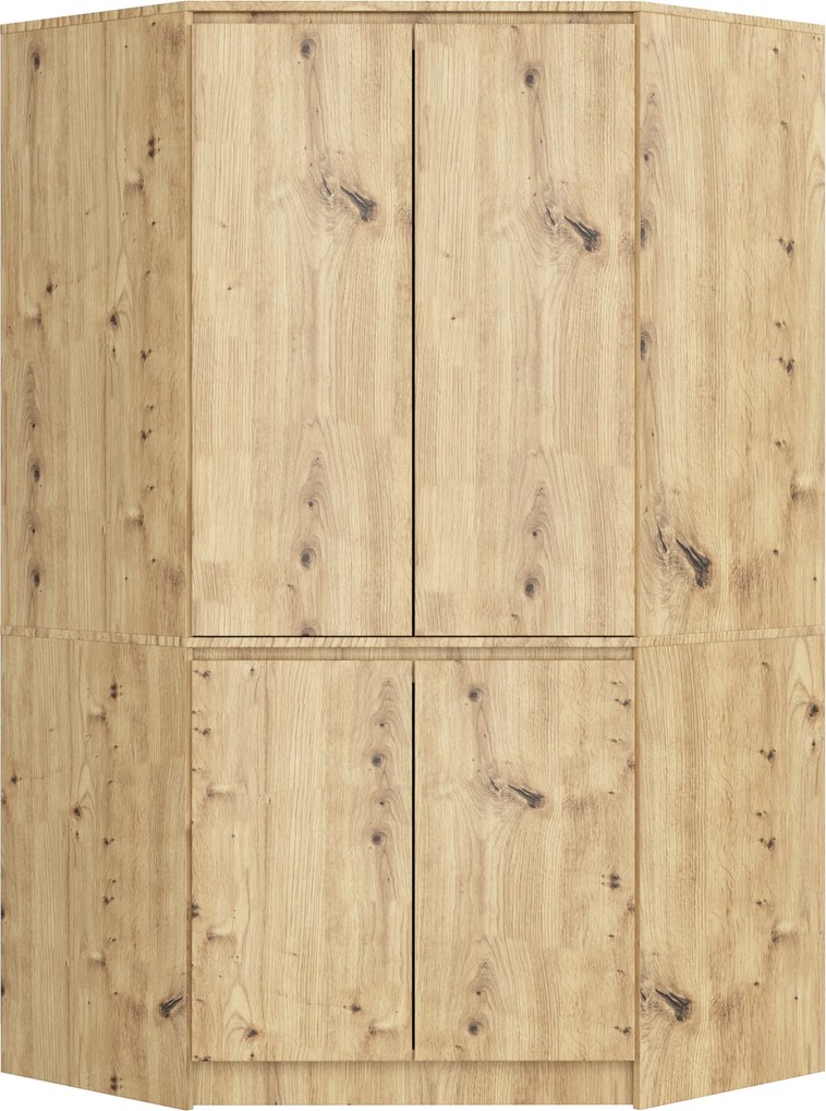 Rohová šatní skříň S100 4D dub artisan