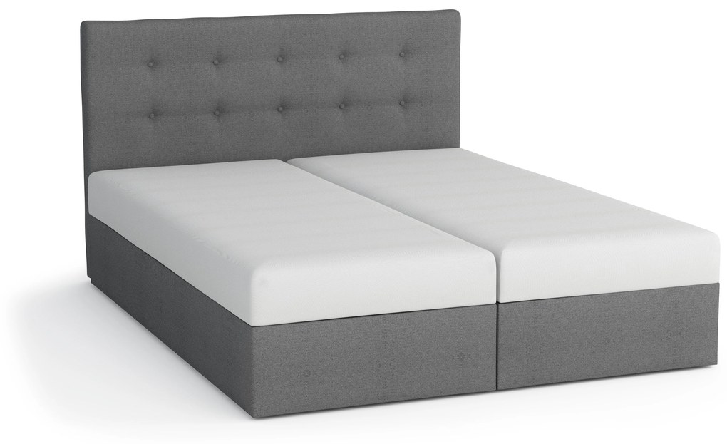 Manželská postel Boxspring 140 cm Duel 1 Comfort (šedá) (s matrací a úložným prostorem). 1055810