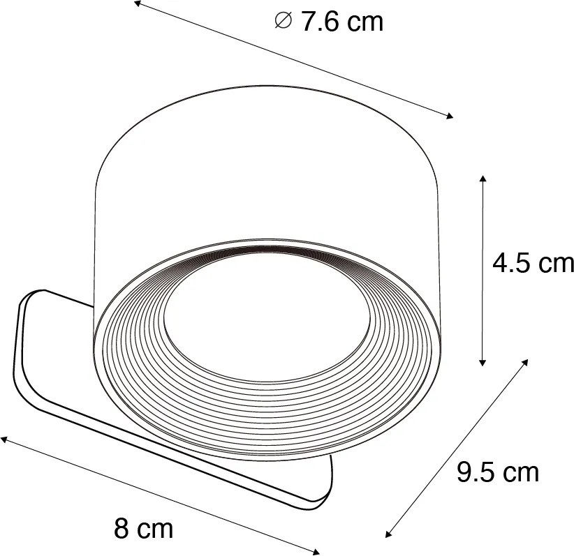 Moderní nástěnné a stropní svítidlo černé vč. dobíjecí LED - Bright