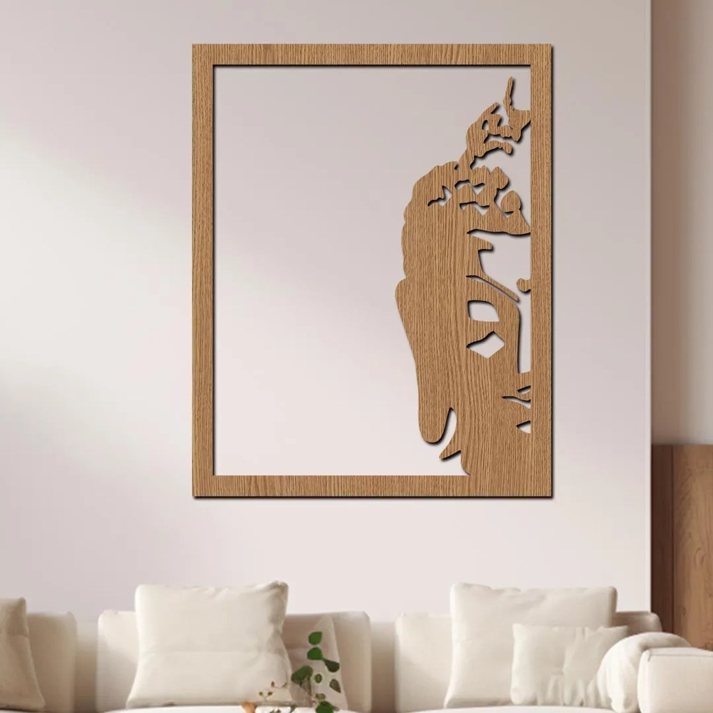 dřevo života Dřevěná dekorace BUDHA BALI Rozměry (cm): 64x80, Zvolte barvu dekoru: Horský dub
