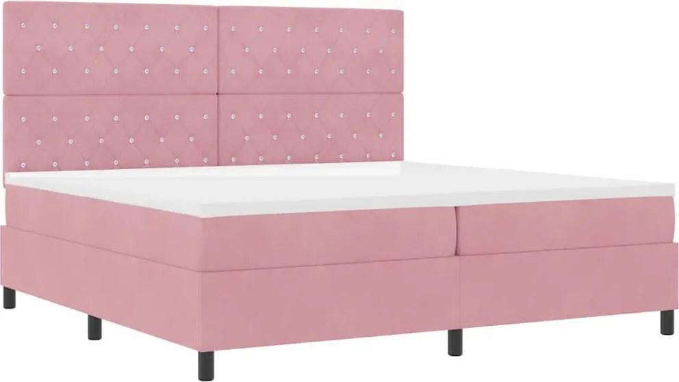 Postel s boxspringem s čelo Růžová 200 x 200 cm samet 3339793