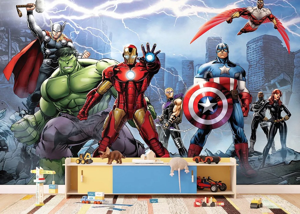 Vliesová fototapeta Komiksoví Avengers, Disney | 360 x 270 cm | DFTDNXXL5027
