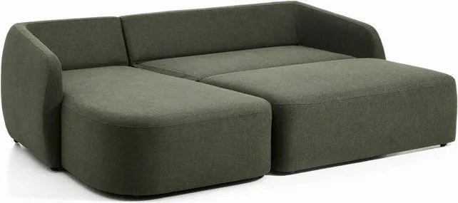 Tmavě zelená žinylková rozkládací rohová pohovka (levý roh/s lenoškou) Laira – Kave Home