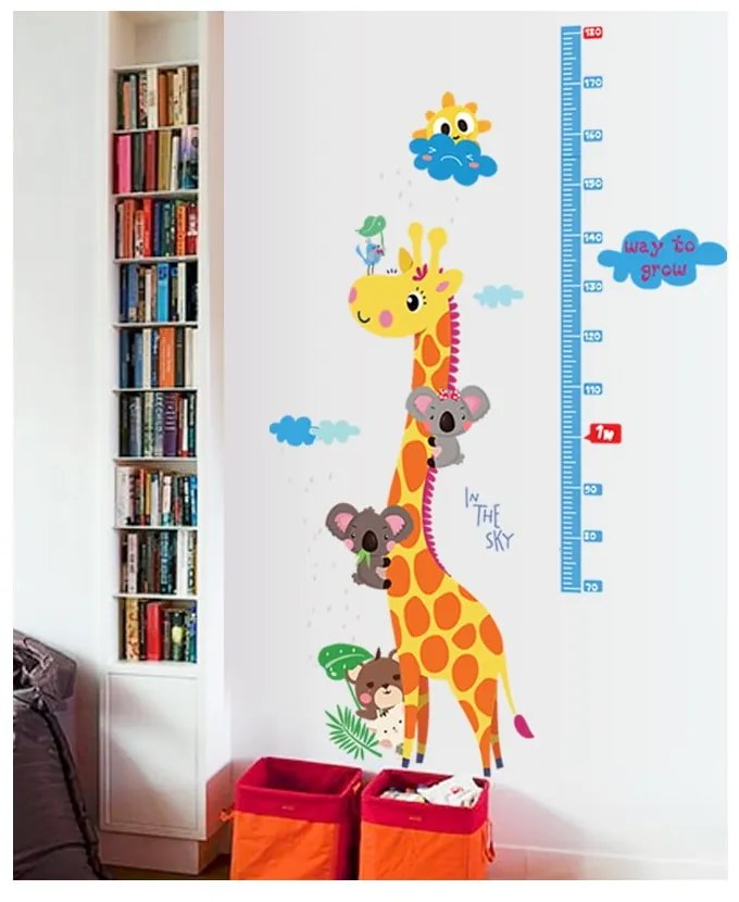 Dětská samolepka – metr na dveře nebo zeď 60x120 cm Giraffe &amp; Koalas – Ambiance