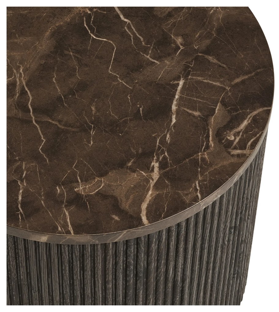 House Nordic Odkládací stolek ROTA hnědý mramor ø45 cm