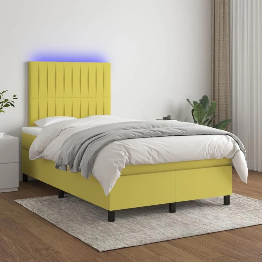 vidaXL Box spring postel s matrací a LED 120 x 200 cm textil [3135021] Barva: tmavě hnědá