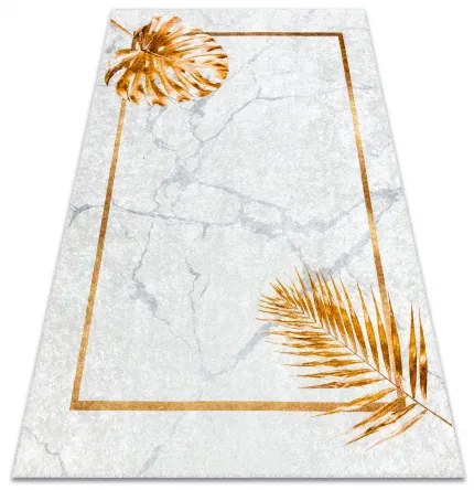 Dywany Luszczow Dětský kusový koberec MIRO 51518.806 pratelný  Listy, rám protiskluz, šedá / zlatý Rozměr koberce: 160 x 220 cm
