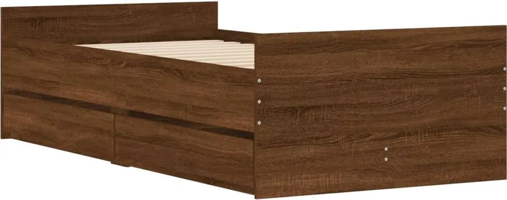 Rám postele se zásuvkami hnědý dub 75 x 190 cm Small Single 3207391