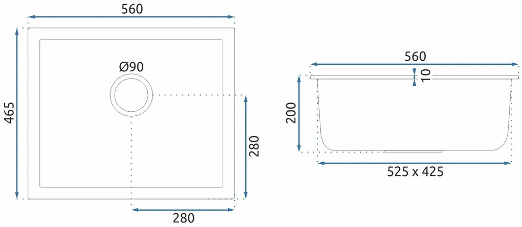 Granitový kuchyňský dřez REA NELS černá metalic