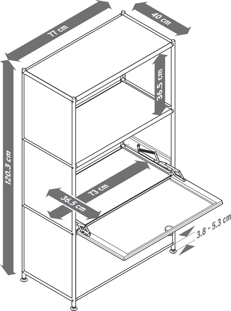 Tchibo - Kovová komoda CN3 se 2 výklopnými dvířky - barva: růžová