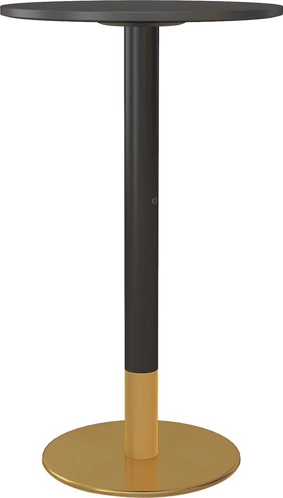 HOMCOM Kulatý Barový Stůl Bistro Stůl Vysoký Jídelní Stůl Moderní Styl Ocelový Rám rozměry 60Š x 60H x 102V cm Černý