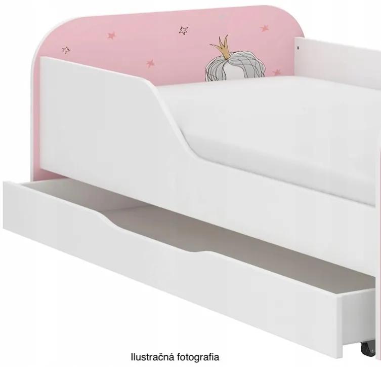 Úžasná dětská postel 140 x 70 cm s motivem noční oblohy a kočičkou