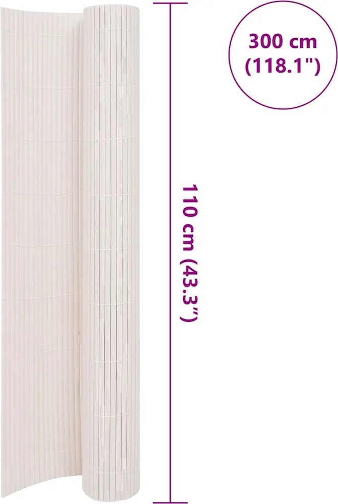 Oboustranný zahradní plot 110 x 300 cm bílý 317151