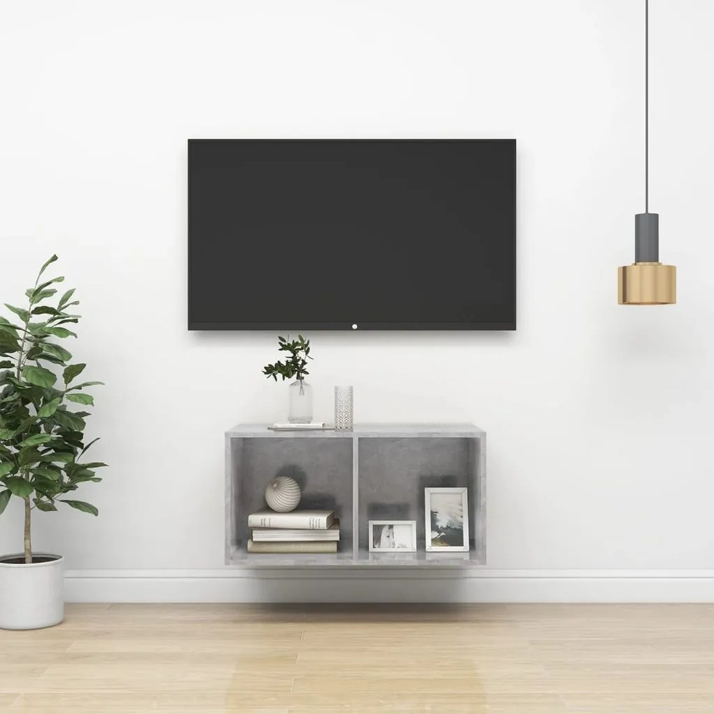 Nástěnná TV skříňka betonově šedá 37x37x72 cm kompozitní dřevo