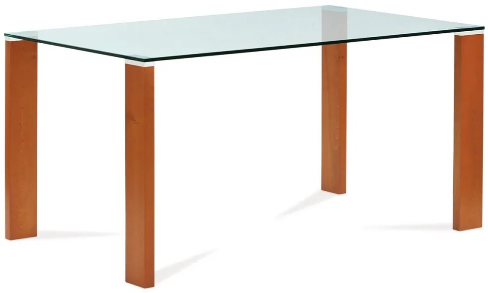 Jídelní stůl 150x90 cm, barva třešeň / sklo