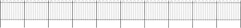 Zahradní plot s obloukem nahoře ocelový 1673 x 150 cm černý 277683