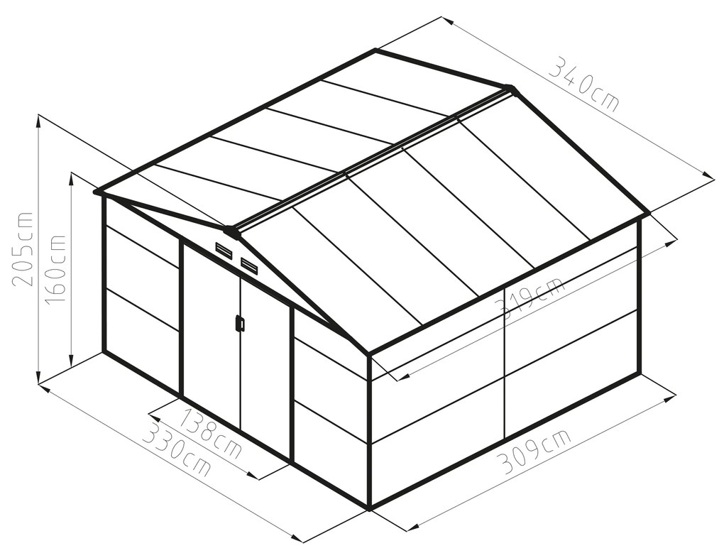 Zahradní domek G21 GAH 1085 - 340 x 319 cm, antracitový