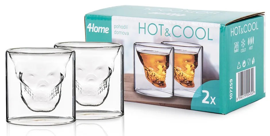 4Home Panáky Skull Hot&Cool 80 ml, 2 ks