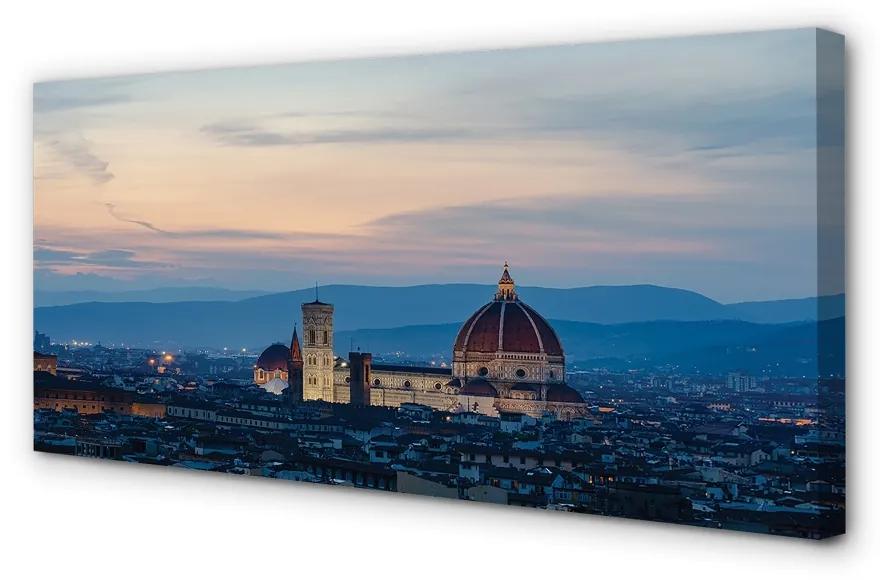 Obrazy na plátně Itálie katedrála panorama v noci 120x60 cm