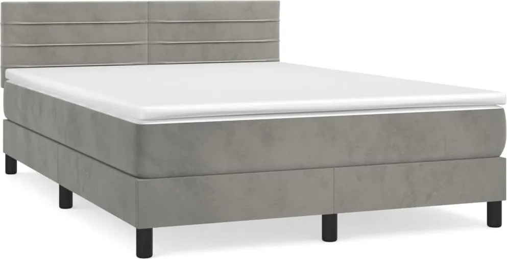 Box spring postel s matrací světle šedá 140x200 cm samet 3141365