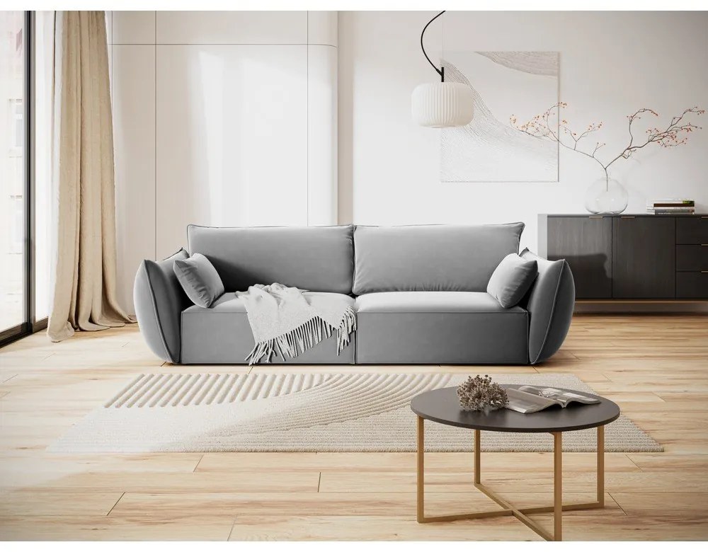 Světle šedá sametová pohovka 208 cm Vanda – Mazzini Sofas