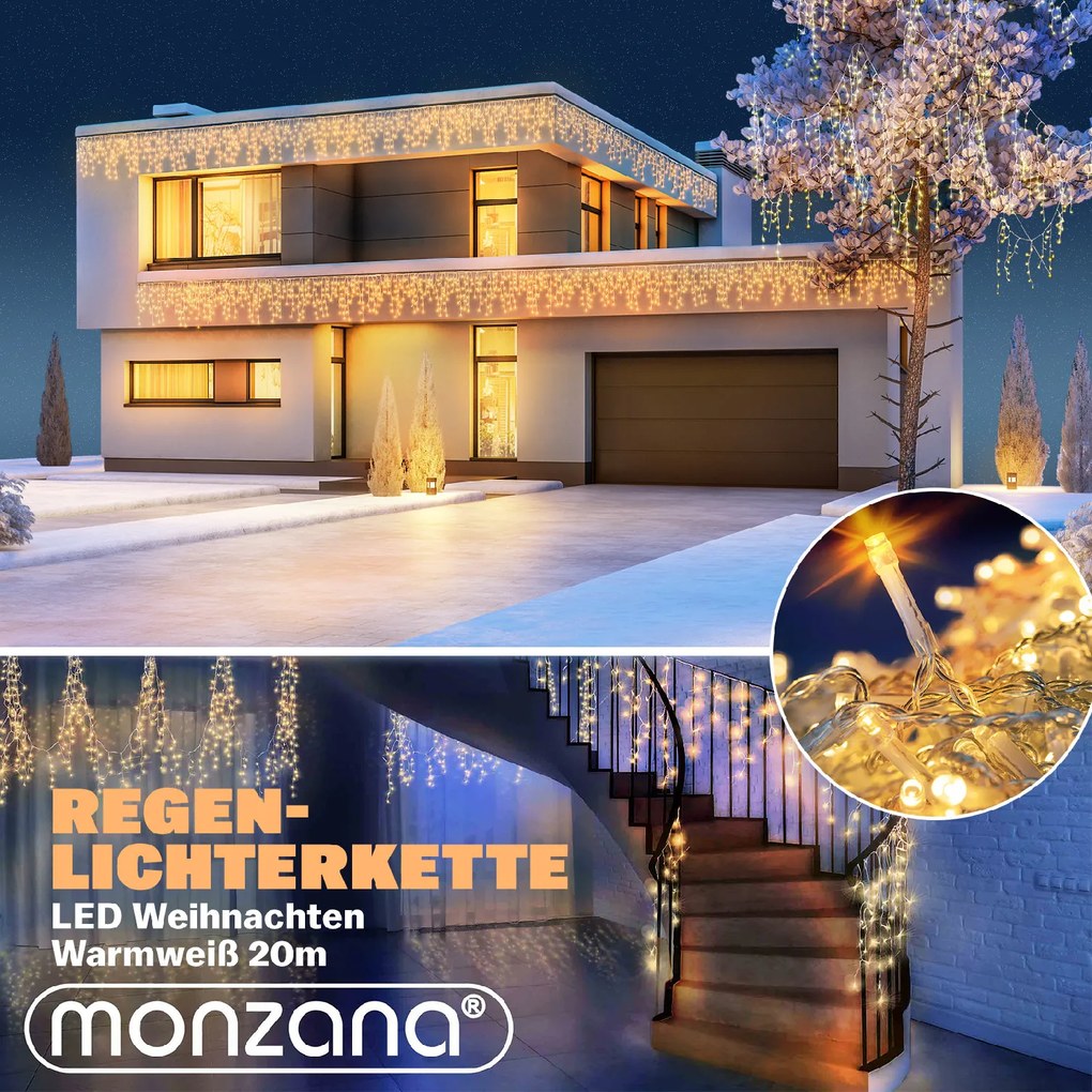 Světelný závěs LED teplá bílý 20m dálkové ovládání