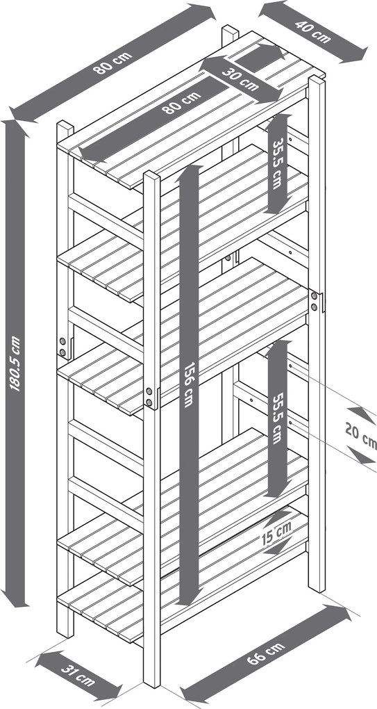 Tchibo - Venkovní regál s individuálně nastavitelnými policemi - barva: hnědá