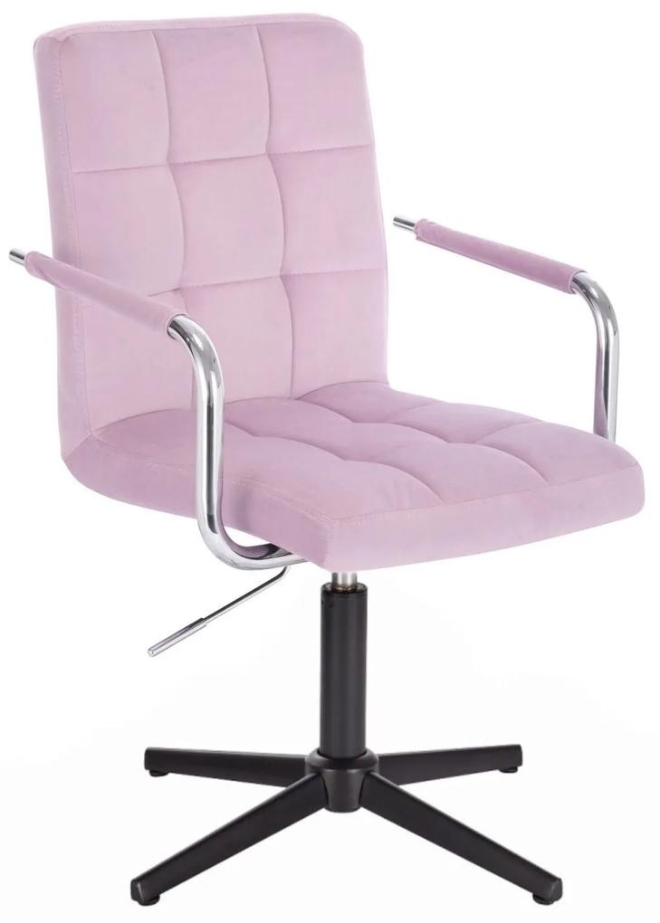 LuxuryForm Židle VERONA VELUR na černém kříži - fialový vřes