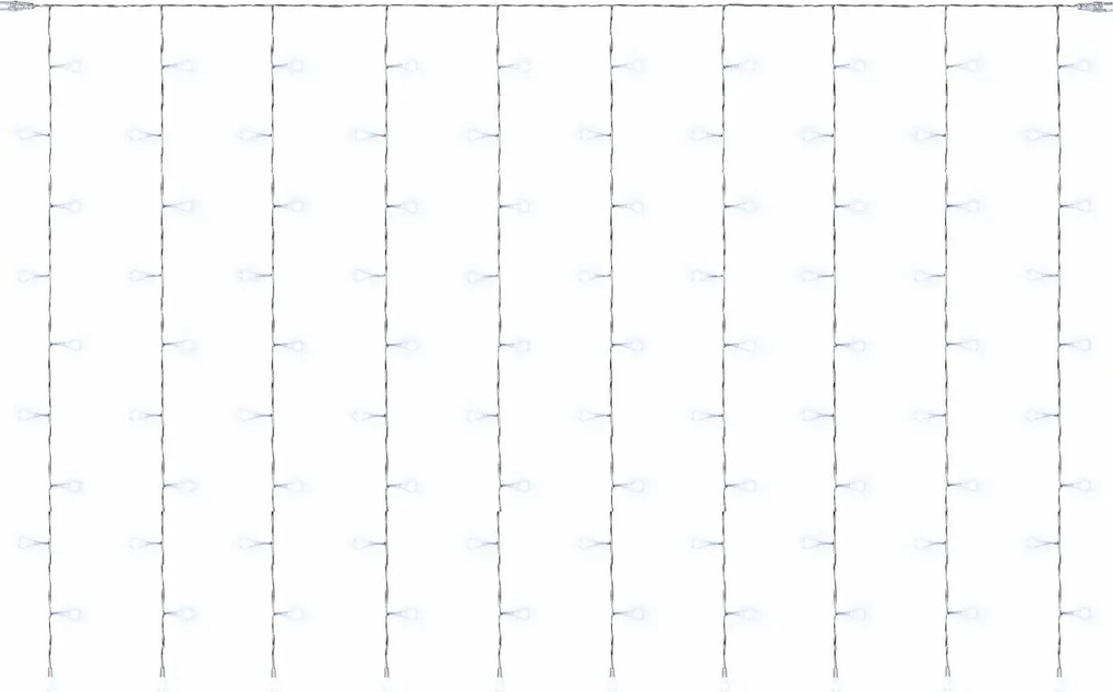 Hobby Line LED světelný závěs do okna, 200 × 100 cm, ledově bílá, 100 diod, čirý kabel, IP20 do interiéru, prodlužovací