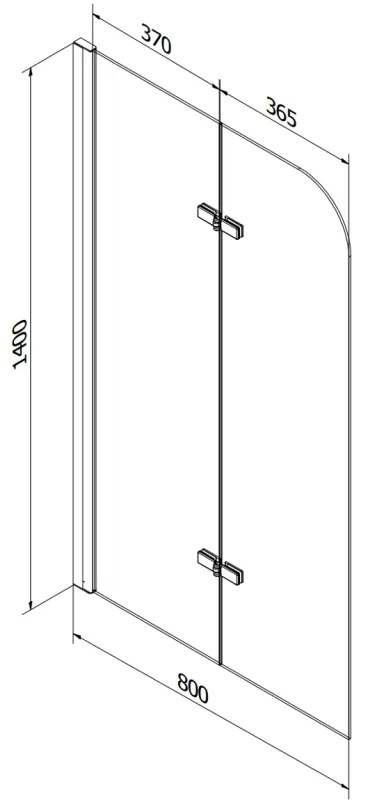 Mexen Cubik obdélníková vana 170 x 70 cm s pláštěm a 2-křídlovou zástěnou 80 cm, Průhledné, Chromovaná - 550317070X9008020100