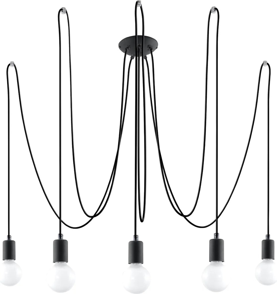 Sollux Lighting Lustr EDISON 5 černý