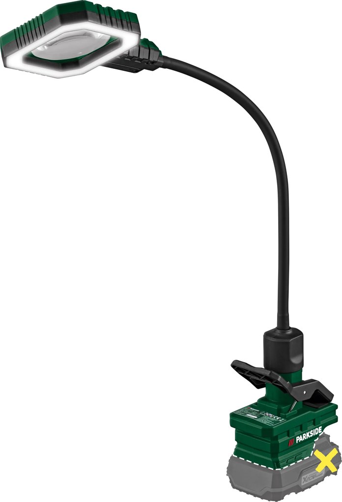 Parkside® Aku LED lupa Plsla 20-Li A1 / Aku bodové LED světlo Plssa 20-Li A1 – bez akumulátoru a nabíječky (Lupa na husím krku)