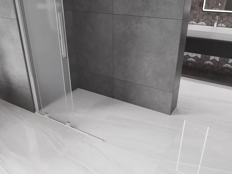 Mexen Velar, sprchová zástěna s posuvnými dveřmi Walk-in 70 x 200 cm, 8mm sklo námraza, chromová, 871-070-000-33-01