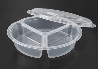 dóza na potraviny, 3 přihrádky, sada 8 ks, s víkem, plast, 3x12,5x12,5 cm, průhledná, Dekorino DP20260015