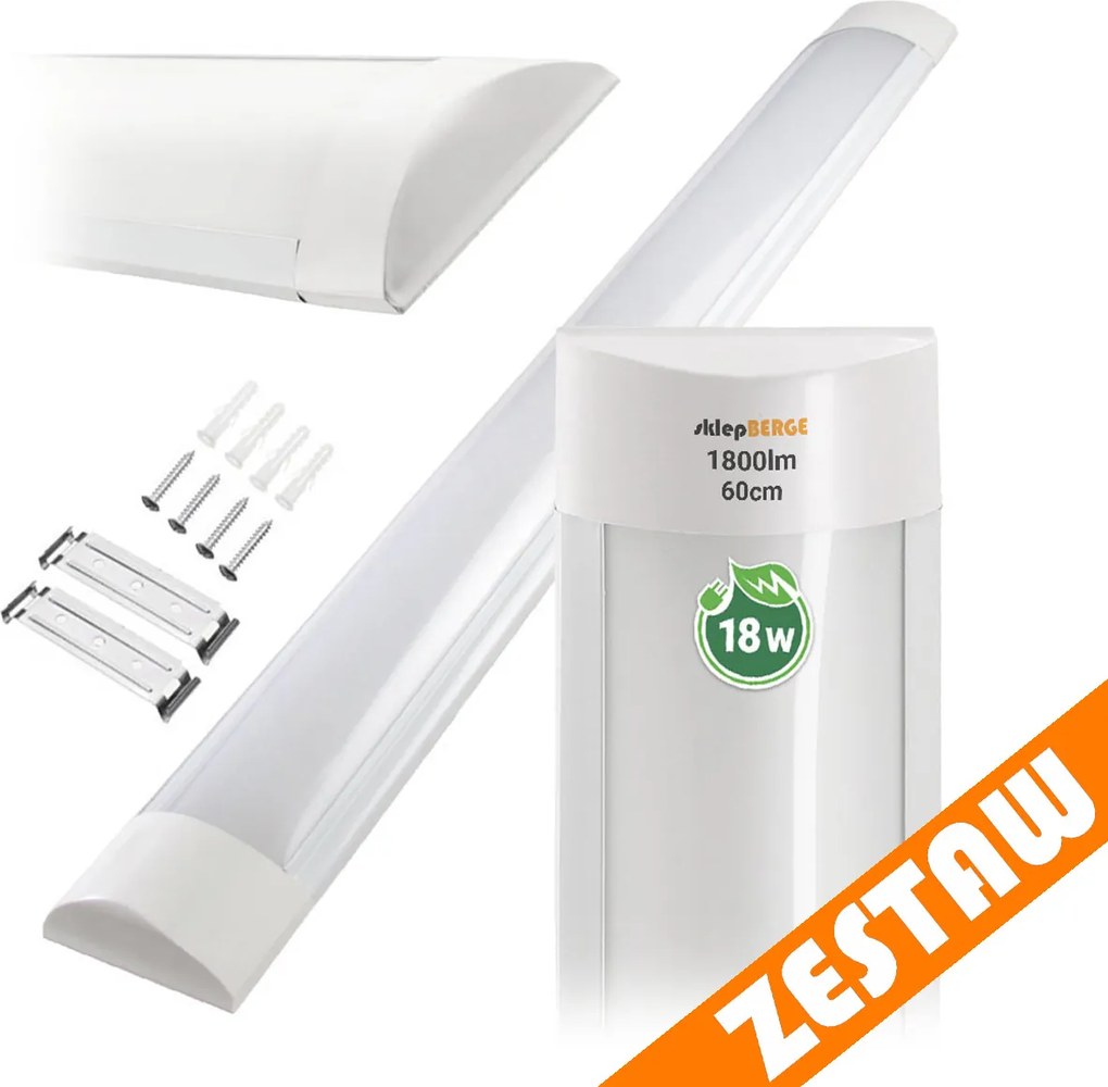 Sada 2 LED lamp 60cm přisazené panelové svítidlo 18W 1800lm denní světlo