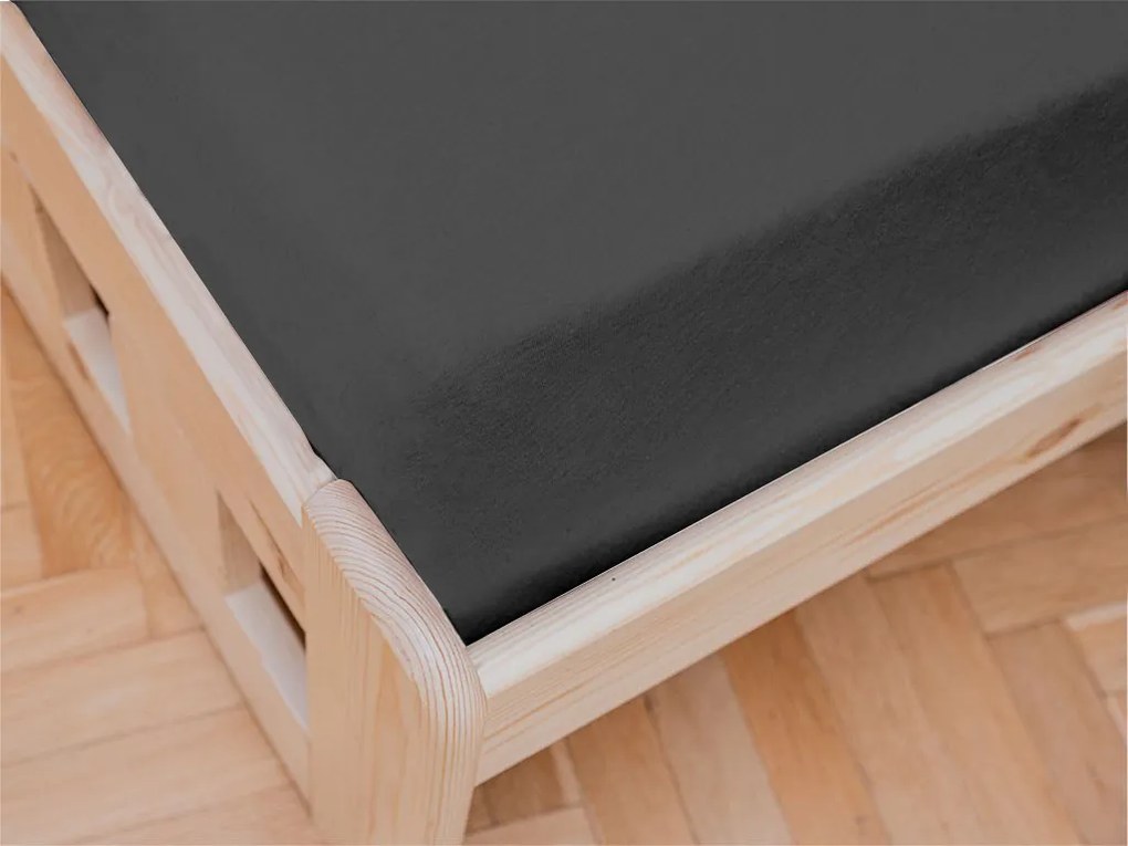 Jersey prostěradlo do dětské postýlky tmavě šedé 70 x 140 cm