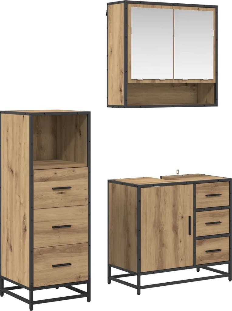 Sada koupelnového nábytku 3 ks Artisanový dub 65 x 33 x 60 cm 3402333