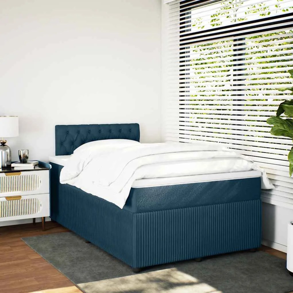 Box spring postel s matrací modrá 120 x 190 cm samet 3287696