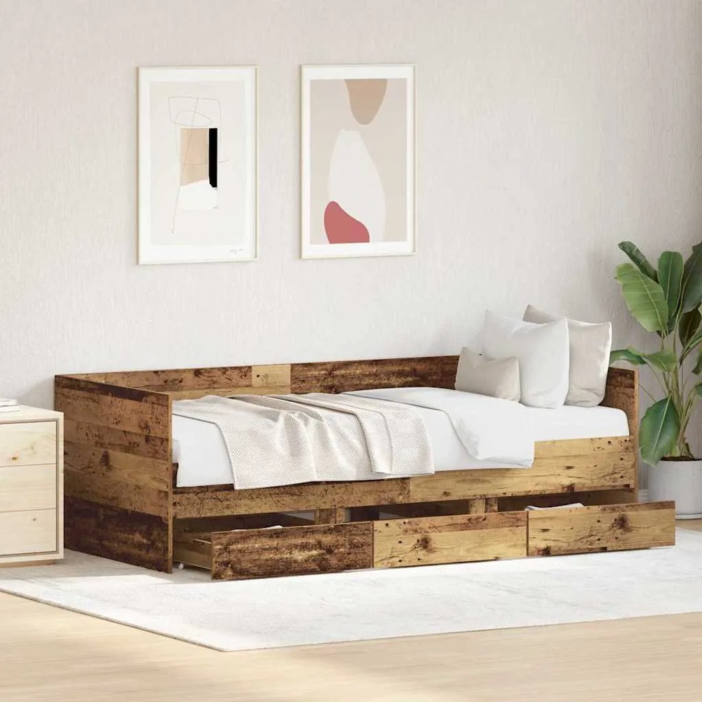 Daybed se zásuvkou Staré dřevo 90 x 190 cm Kompozitní dřevo 3333996