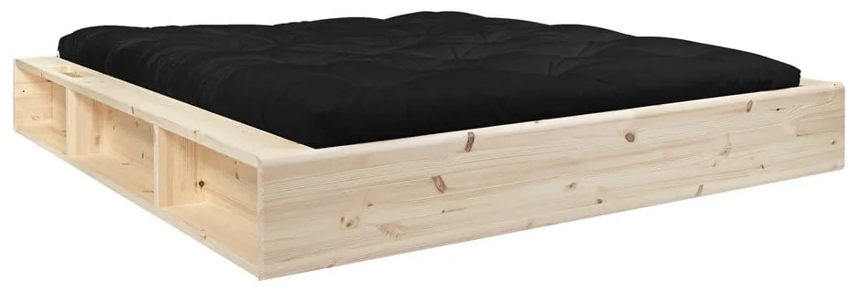 Dvoulůžková postel z masivního dřeva s úložným prostorem a černým futonem Double Latex Karup Design, 160 x 200 cm