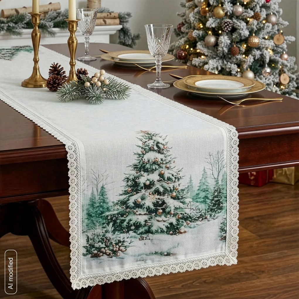 VÁNOČNÍ BĚHOUN NA STŮL XMAS9 40X140 CM VZOROVANÝ