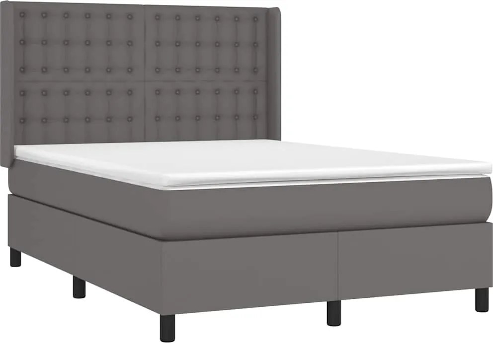 Box spring postel s matrací šedá 140x200 cm umělá kůže 3132505