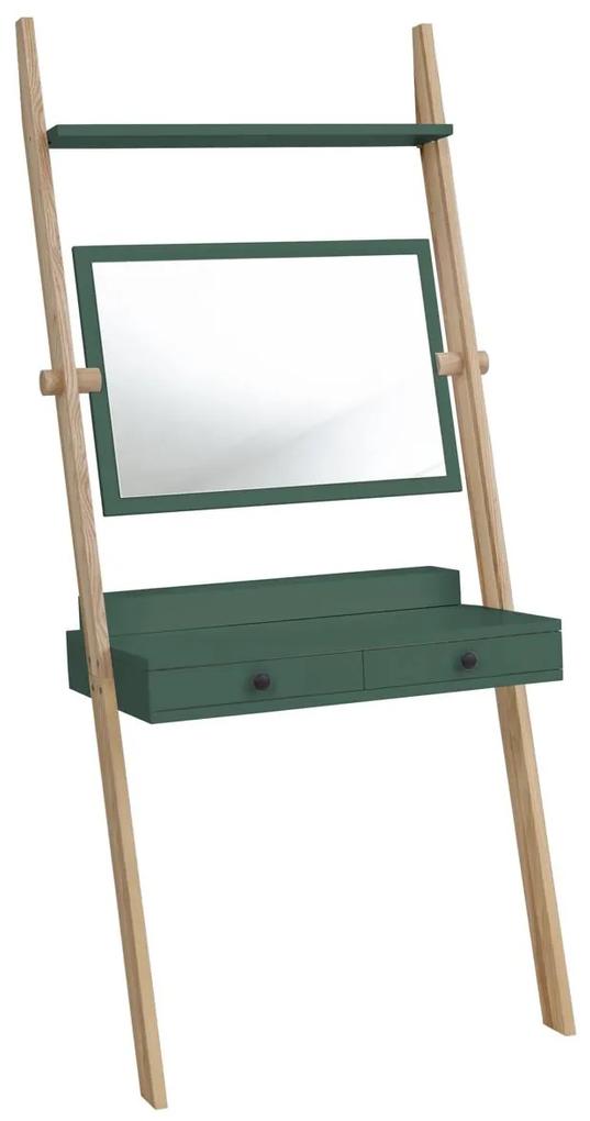 Toaletní stolek se zrcadlem Hilding, 49x79x183 cm, mořská zelená/přírodní