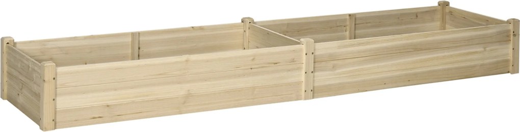 Outsunny Záhon, Zahradní Box s 2 Oblastmi pro Výsadbu, Zeleninový Záhon na Zeleninu a Bylinky do Zahrady, Terasy a Balkonu, Dřevo, Přírodní, 244 x 61…