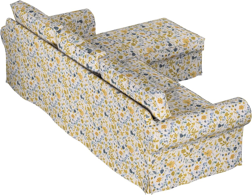 Potah na pohovku IKEA Ektorp 2-místná s lenoškou barva žlutá látka pletený vzor, vzorované