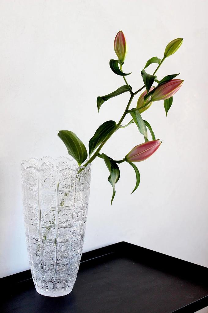 CRYSTAL BOHEMIA Křišťálová broušená váza Crystal BOHEMIA 30 cm, čirá barva,  sklo | BIANO